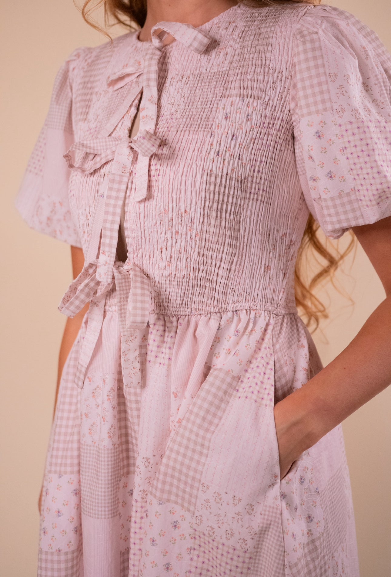 The Lila Bow Dress in Pink Patchwork – Kris Ashley & Co.